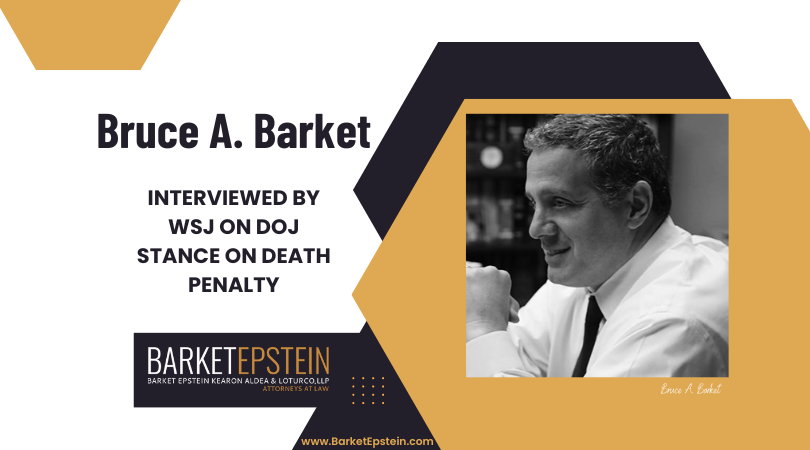 WSJ Interviews Barket On DOJ Stance on Death Penalty